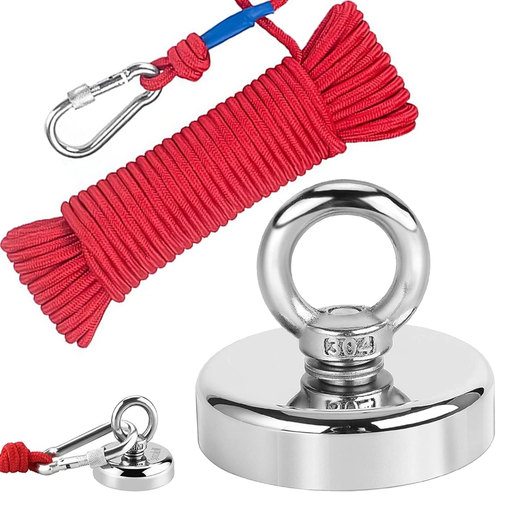 Magnet Fishing Kit with 20m Red Rope & Threadlocker, N35 Super Power ...