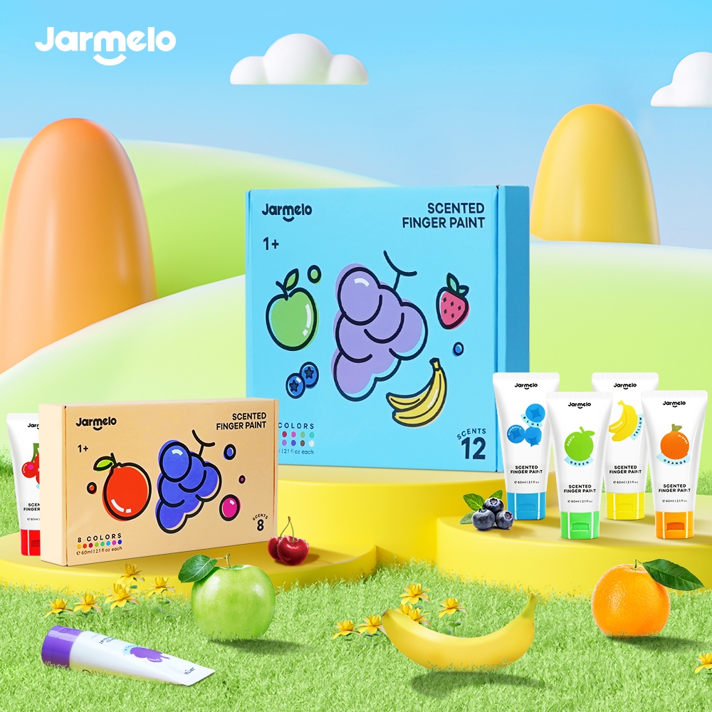 Jar Melo Scented Finger Paints for Kids 8 Colors and Scents Washable ...