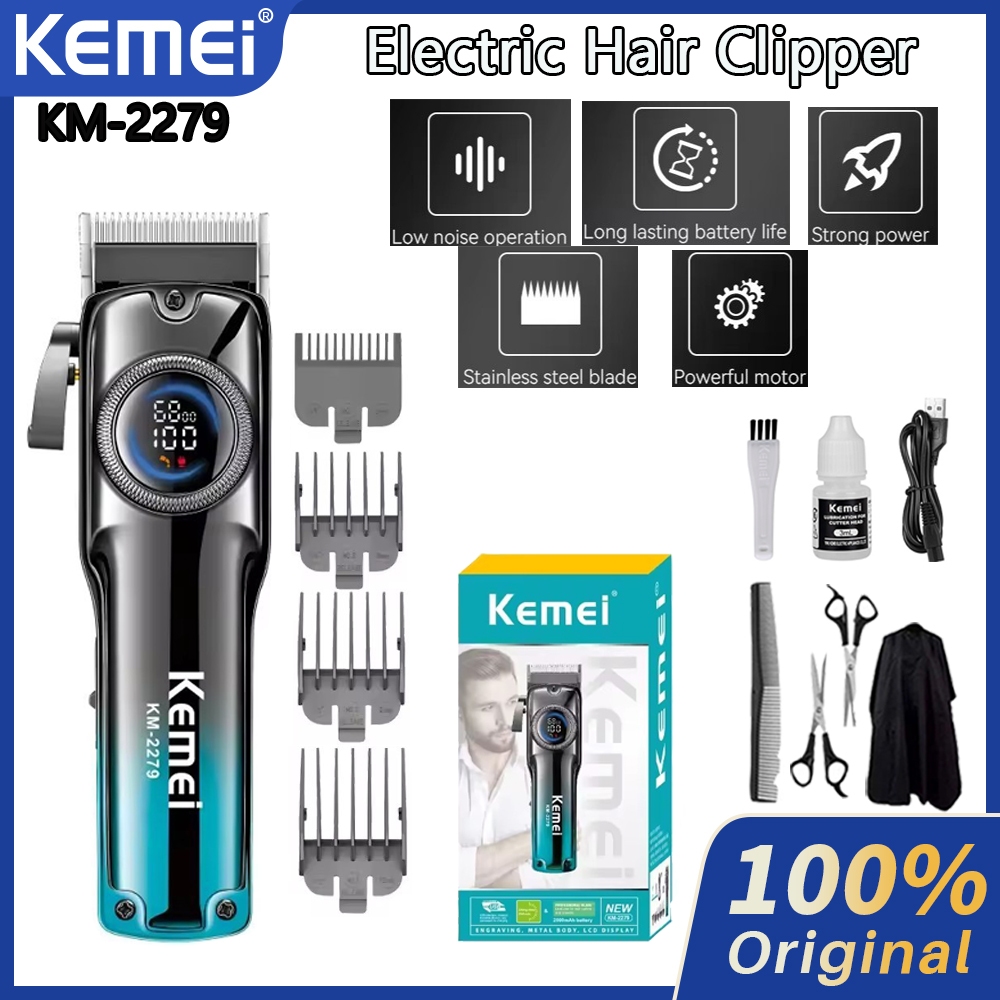 Kemei Professional Hair Clipper Electric Cordless Hair Trimmer Rechargeable Barber For Men's ...