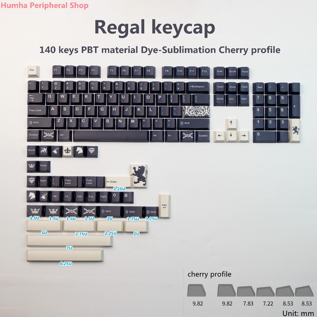 Humha Regal keycap PBT material Dye-Sublimation Cherry profile Mechanical Keyboard keycap ...