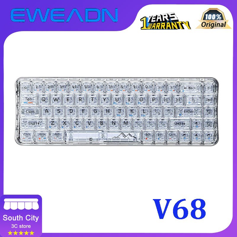 EWEADN V68 Wireless Bluetooth mechanical keyboard three-mode custom ...