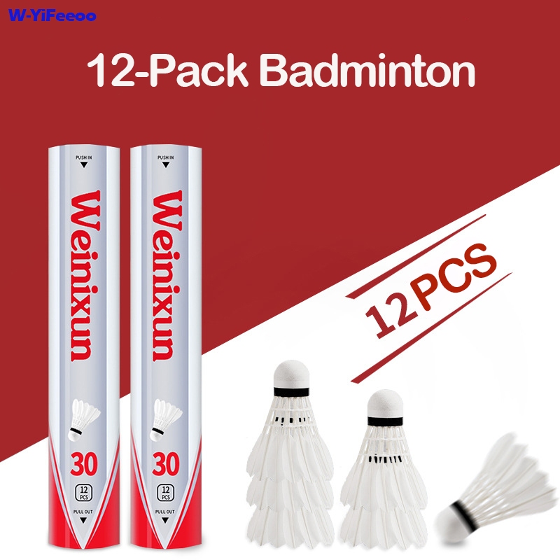 12-Pack Feather Badminton Shuttlecocks with Great Stability and ...