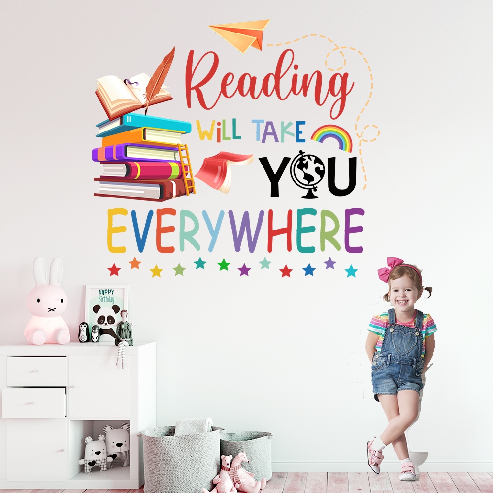 Color English Reading Slogan Inspirational Wall Sticker Children's Room ...