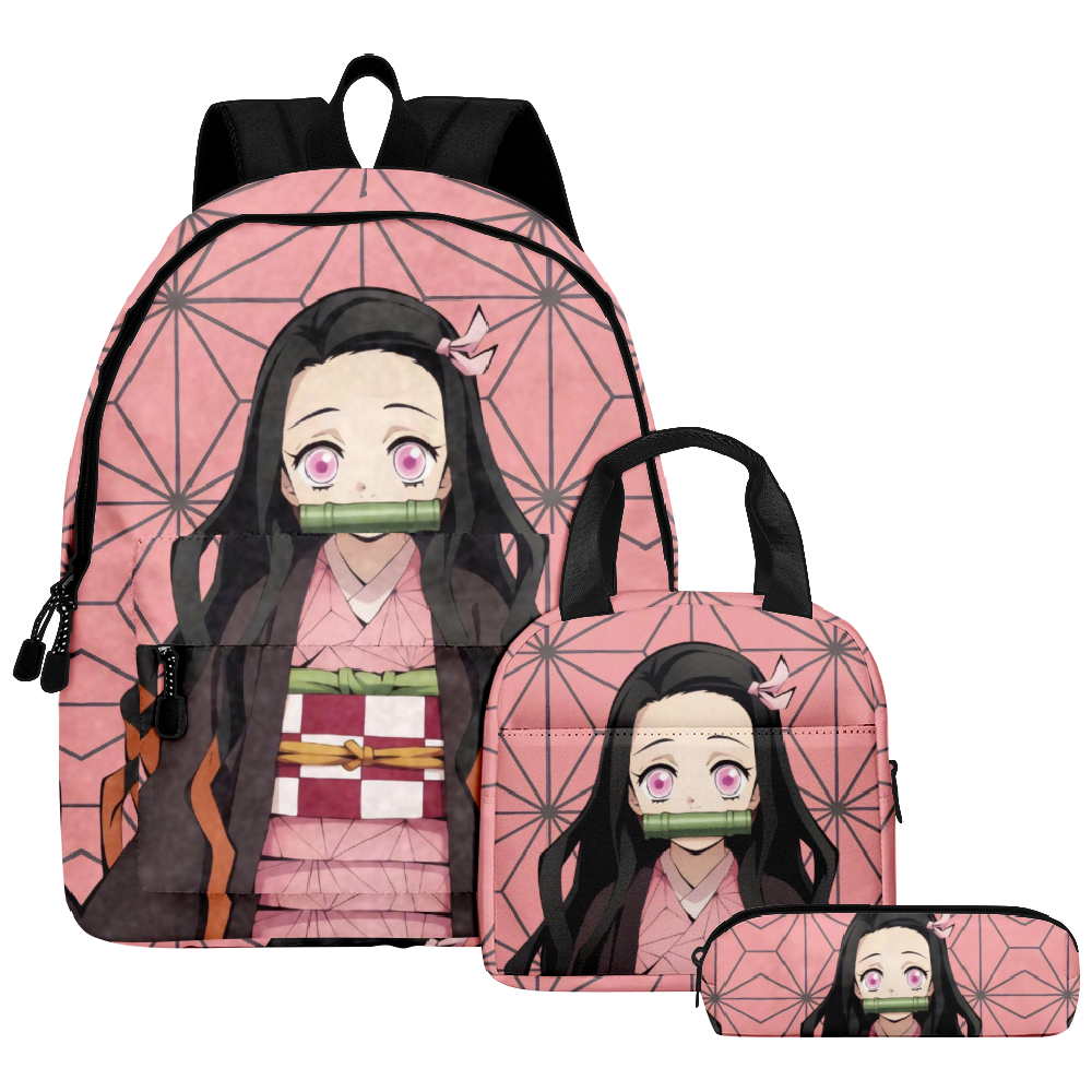 Demon Slayer bag nezuko shinobu tanjiro backpack pencil case three ...