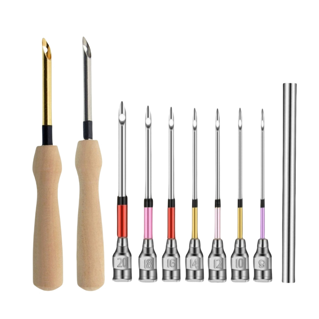 DUWEN Punch Needle Embroidery Kits Wooden Yarn Punch Needles Crochet ...