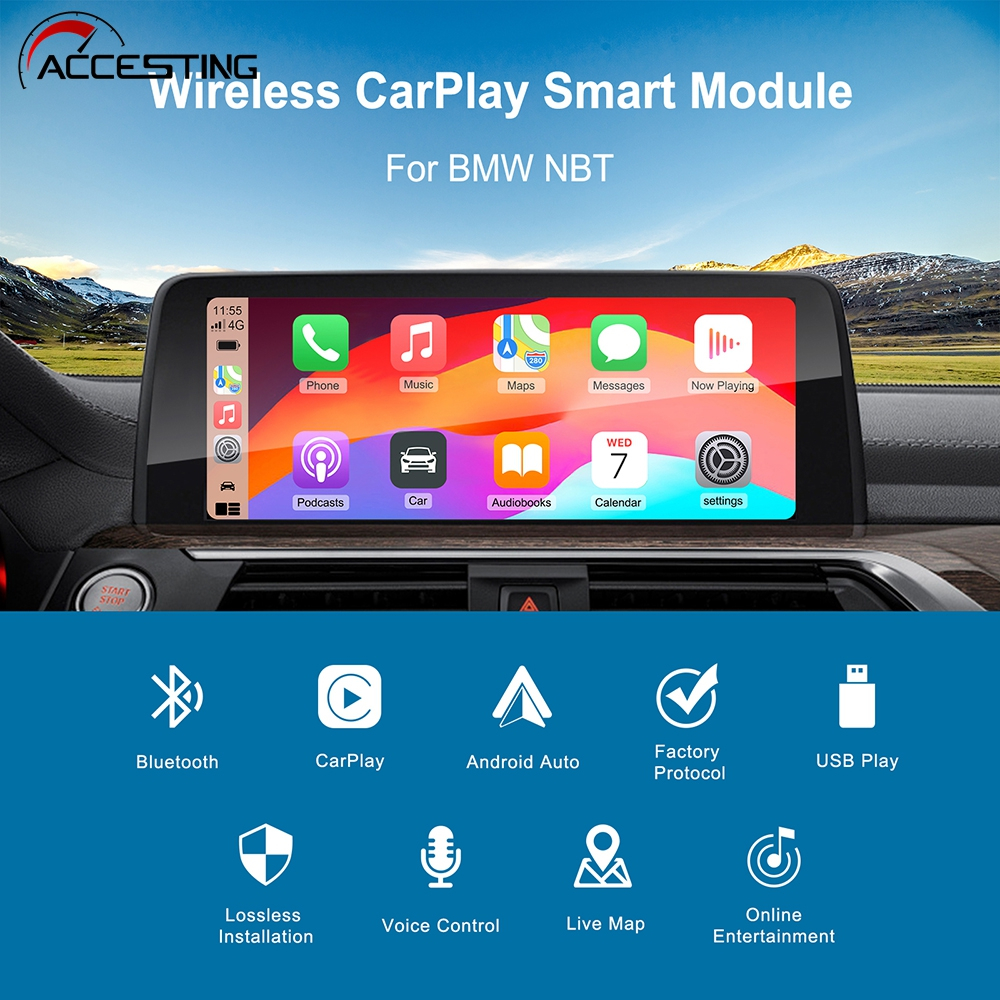 Wireless CarPlay Android Auto retrofit kit decoder box for BMW NBT ...