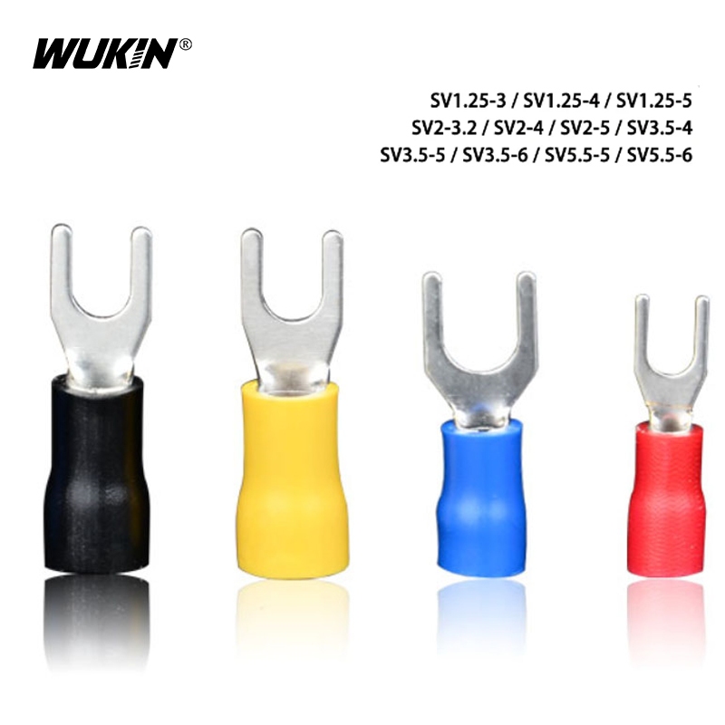 10Pcs SV Type Wire Spring Terminal SV1.25 SV2 Fork U Y PVC Insulate Ferrules Block Spade Cold ...