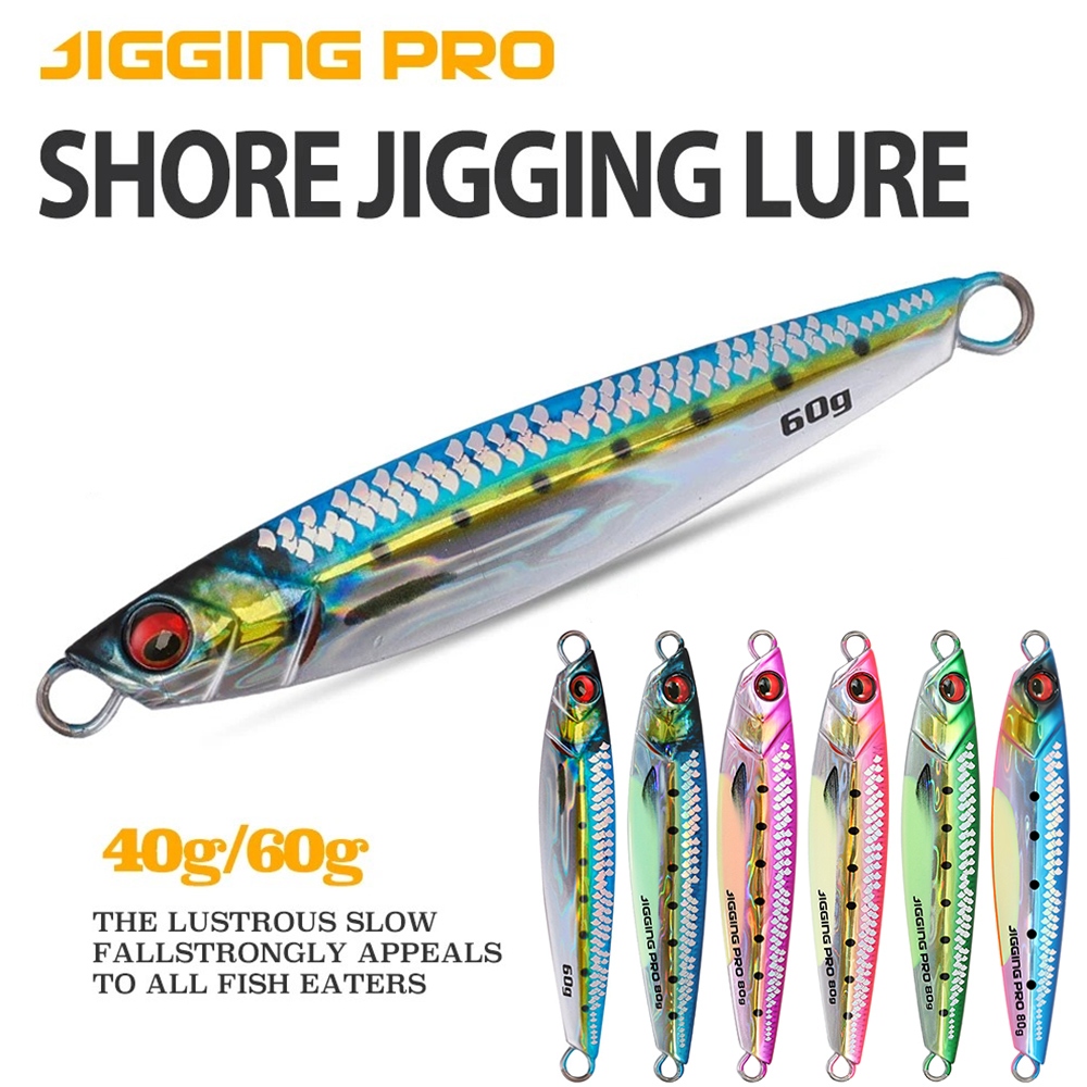 JIGGING PRO 40g 60g 80g Shore Jigging Lure 3D Print Real Scale Long Casting Metal Jigs Fishing ...