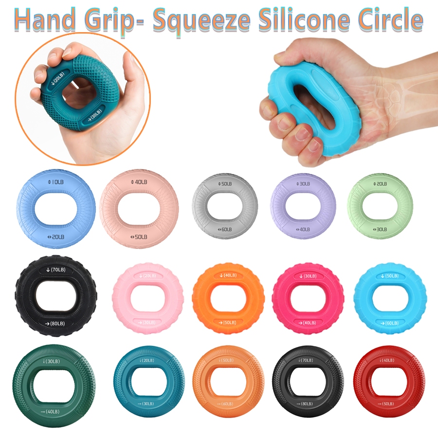 20-80LB Silicone Adjustable Hand Grip Gripping Ring Finger Forearm ...