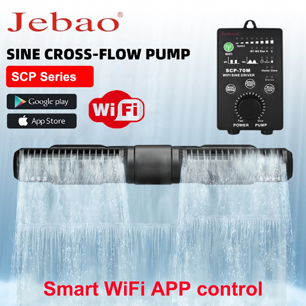 Jebao Silent Cross Flow Pump SCP 50 70 120 150 180 With WiFi Control Cycle Wave Maker Surf Pumps ...