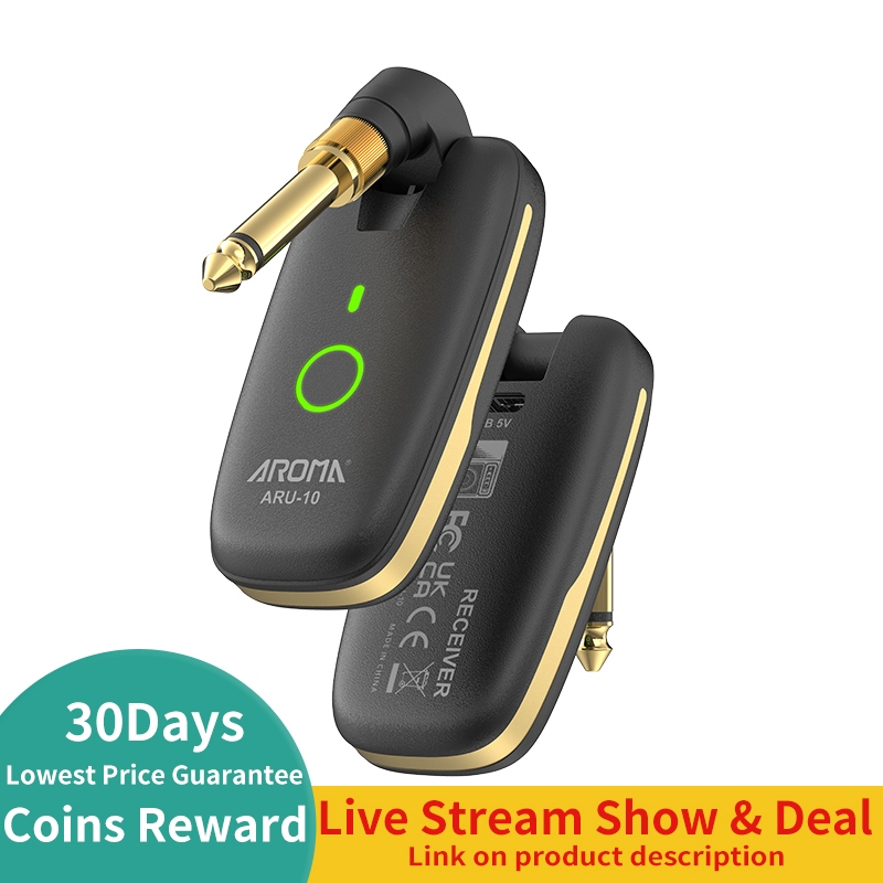 Aroma Aru-10 Electric Guitar Pickup Wireless Audio Transceiver System ...