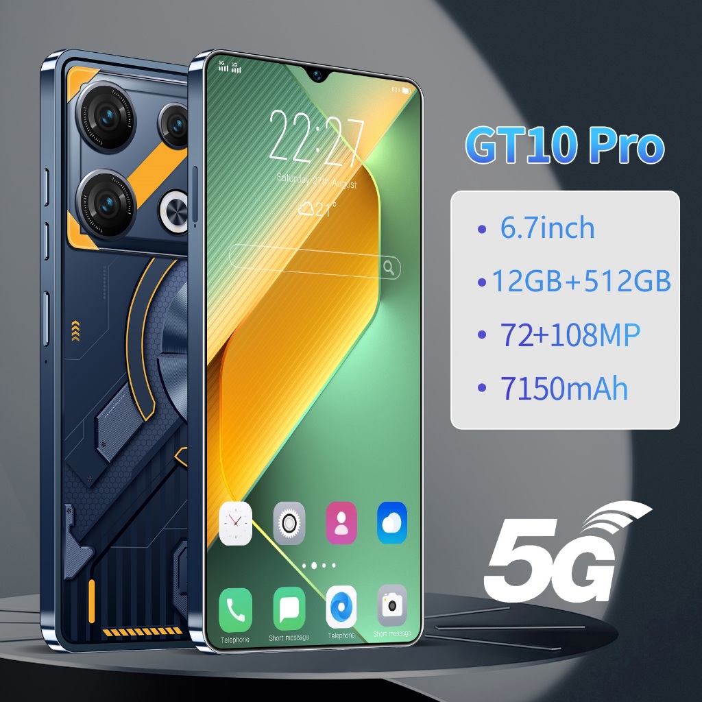 GT10 PRO 4G/5G Smartphone 6.7inch Ultra Clear Screen Memory 12GB RAM+ ...