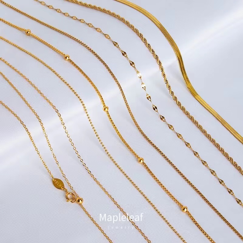 Original 18K Saudi gold Pawnable multi style O-chain collarbone chain ...