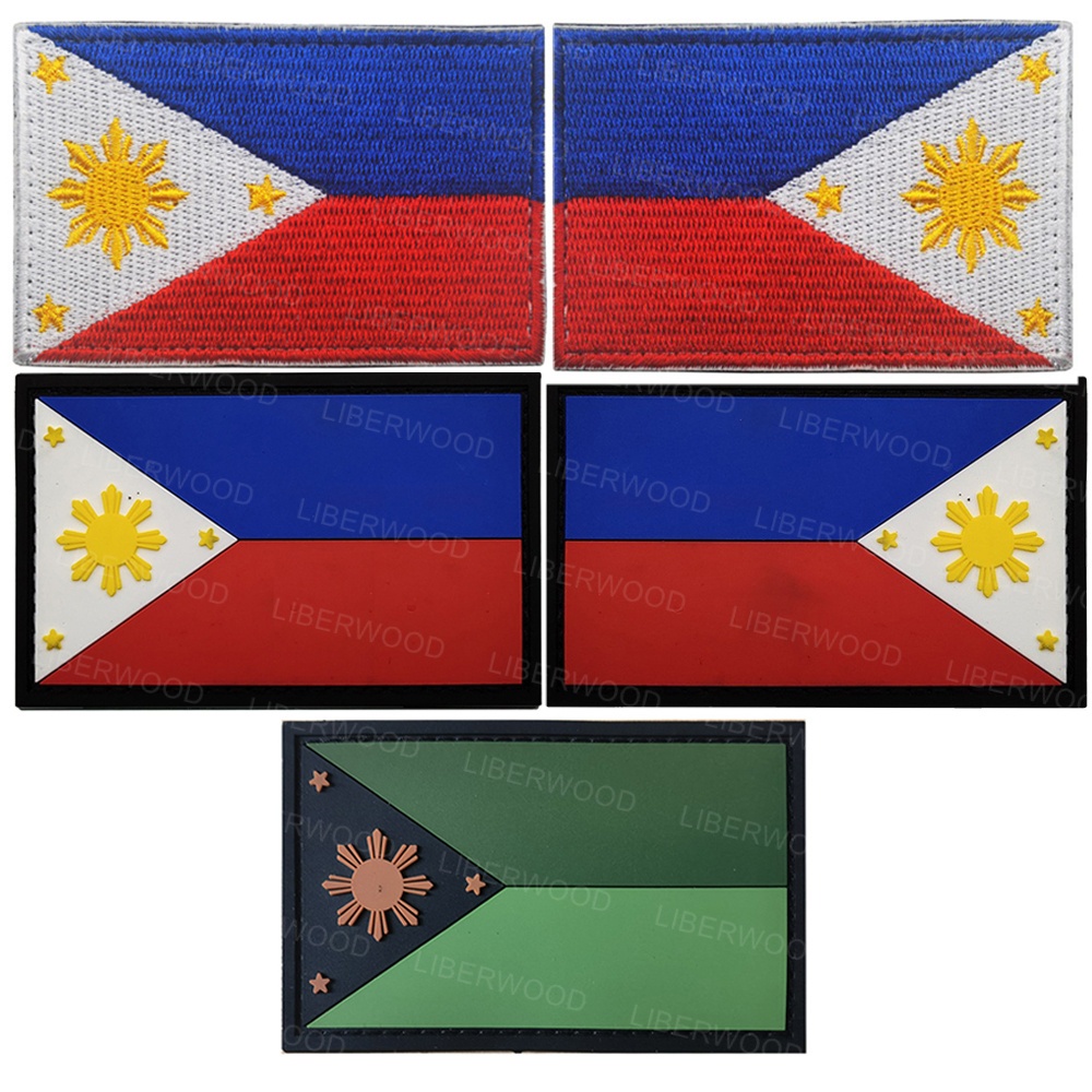 The Philippine Flag Embroidery PVC Left Right Shoulder Armband Tactical ...