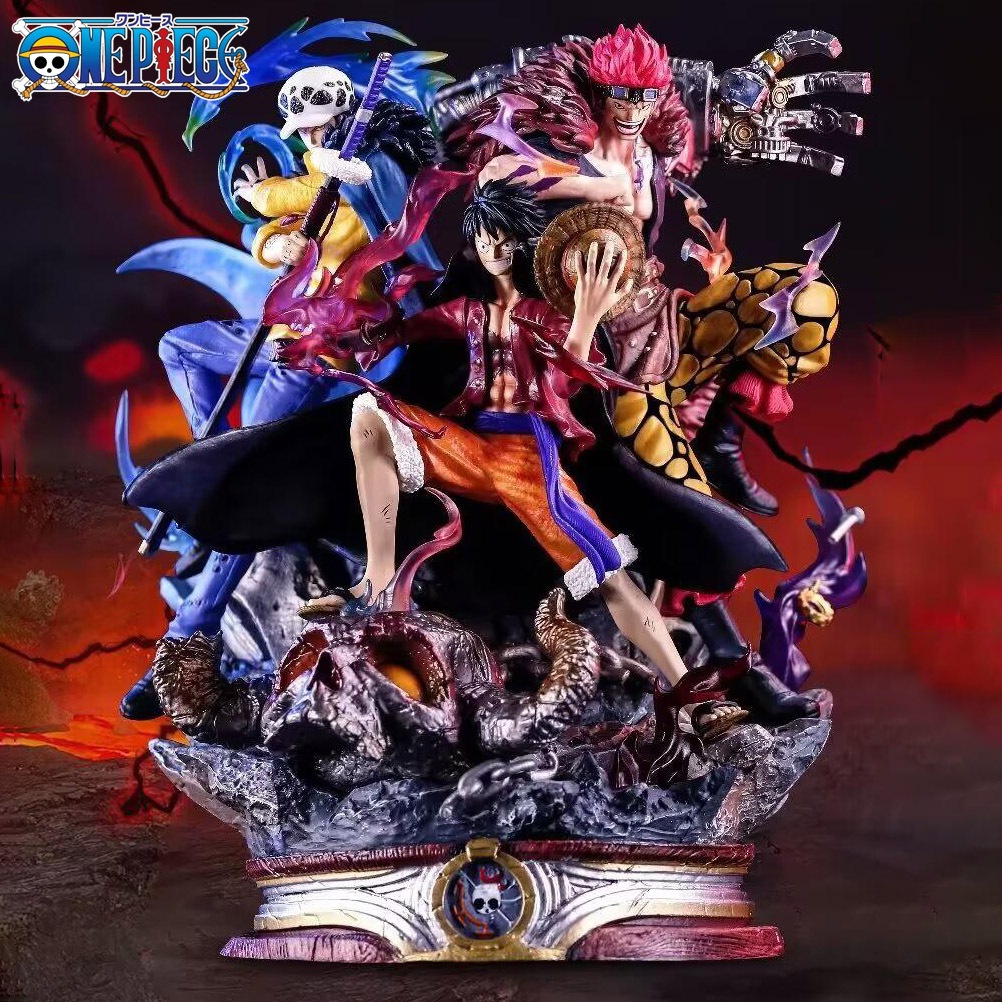 33cm One Piece Anime Figure Luffy Law Eustass Kid GK Four Emperors ...