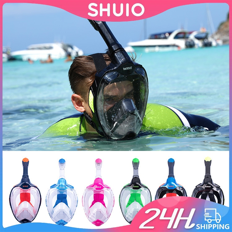 SHUIO 180° View Full Face Diving Snorkel Mask Underwater Swimming ...