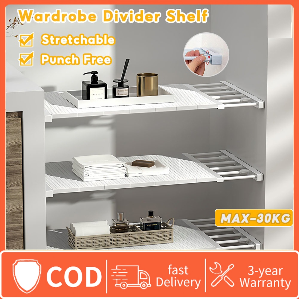 Wardrobe Divider Shelf Scalable Closet Storage Rack Kitchen Shelves ...