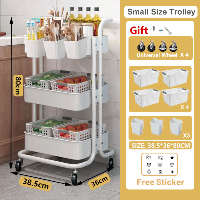 3-Tier Trolley Cart Organizer With Wheels kitchen Trolley Organizer for ...