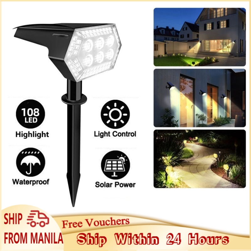 108LED solar outdoor light plug-in light IP67 waterproof landscape ...
