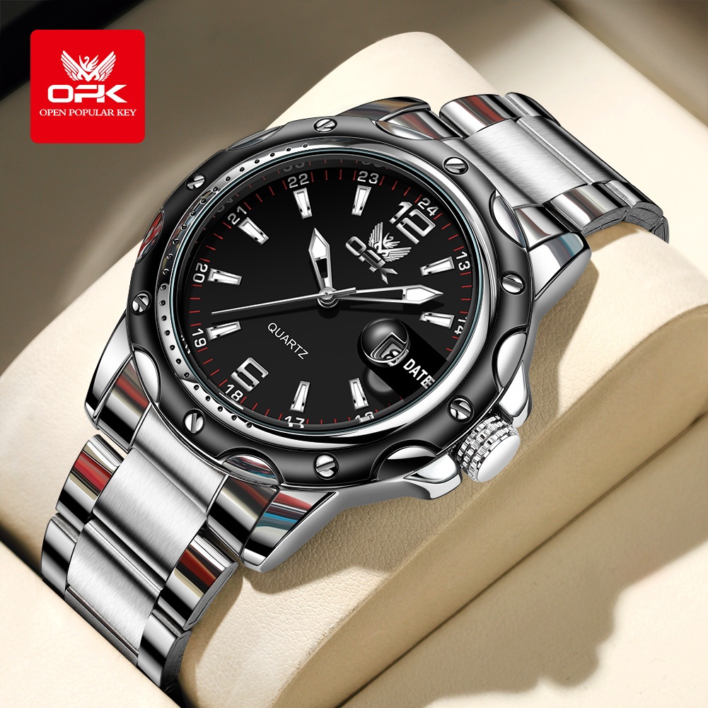 OPK Watch For Men Water Proof Original With Box Stainless Steel Leather ...