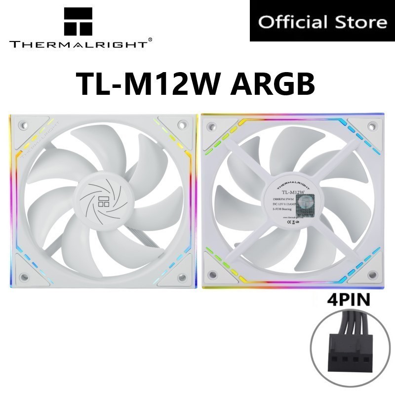 Thermalright TL-M12W ARGB Case Fan 120mm White CPU Cooler Fan Comes ...
