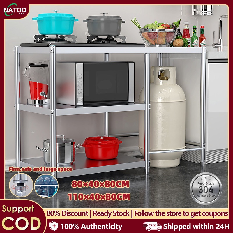 【Ship Locally】Kitchen Organizer Stove Rack Stainless Steel Shelf Heavy ...
