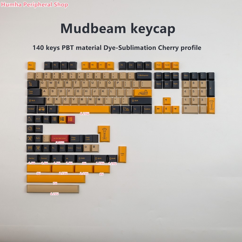 Humha Mudbeam keycap PBT material Dye-Sublimation Cherry profile Mechanical Keyboard keycap ...