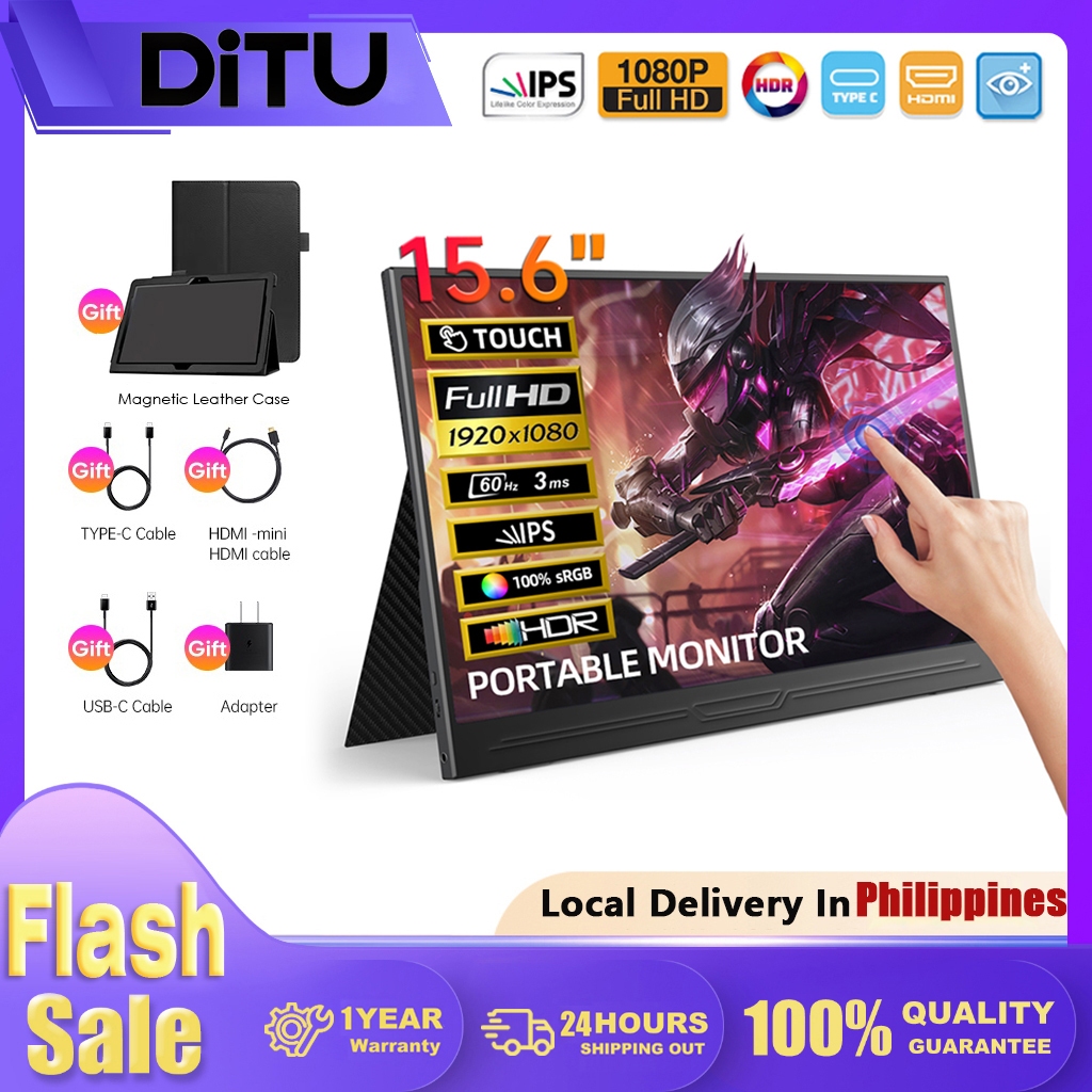 DITU 15.6"inch Ultra Slim Portable LED Monitor Full HD Screen gaming ...