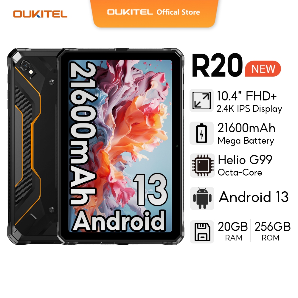 OUKITEL Doogee R20 21600mAh Rugged Tablet PC 20GB+256GB 10.4 inch 2.4K ...