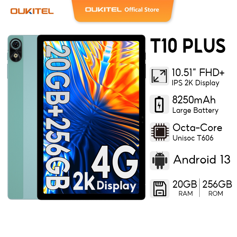 OUKITEL Doogee T10 Plus 4G 20GB+256GB Tablets 10.51inch IPS 2K Display ...