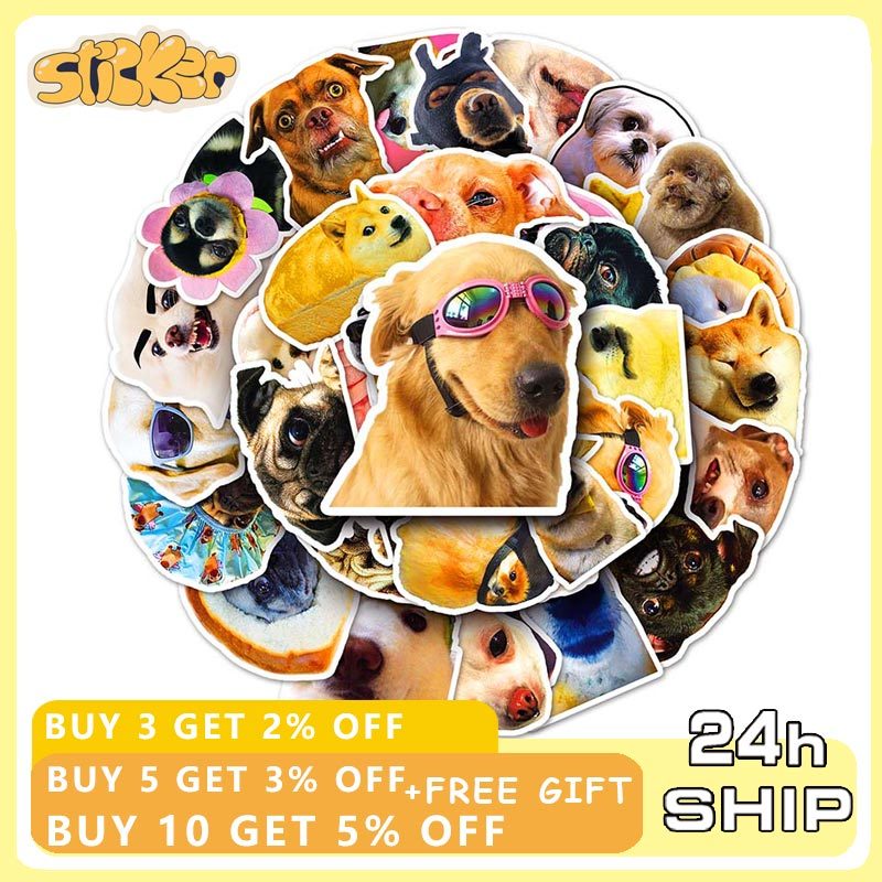 50PCS Funny Dog Meme Stickers for Kids Toys DIY Laptop Car Cute Animal ...