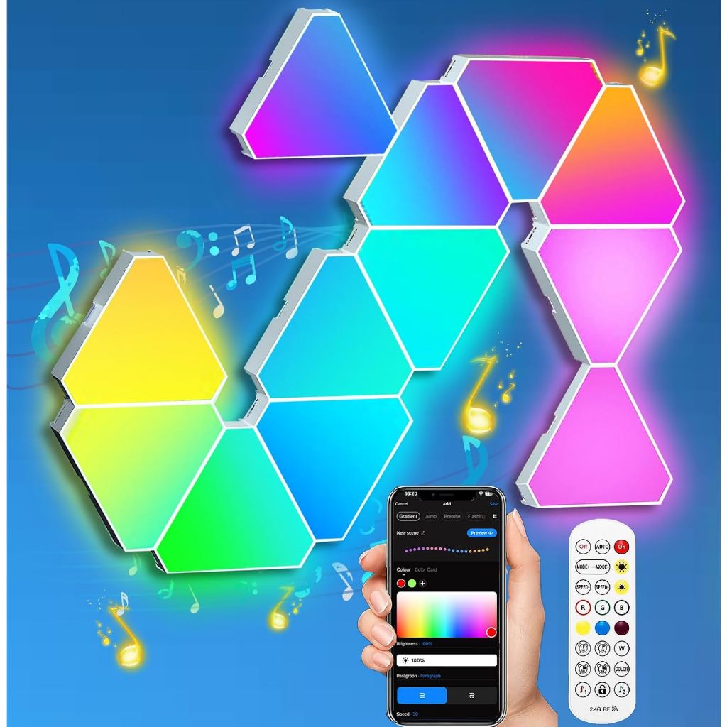 RGB Gaming Light, Unique Triangle LED Wall Light, Music Sync App ...