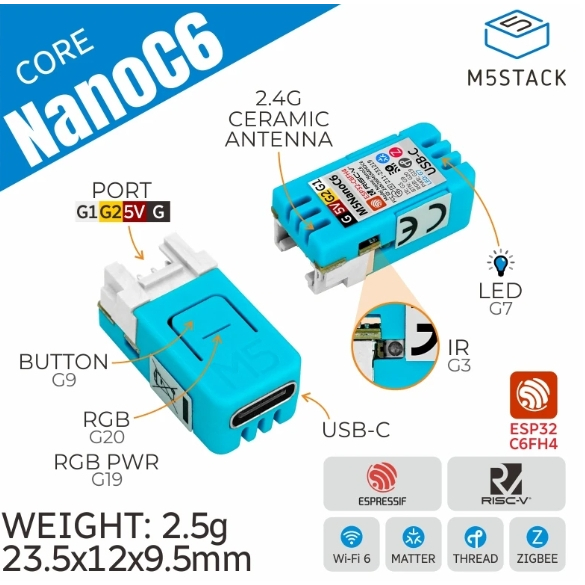M5Stack Official NanoC6 Dev Kit Micro Low Power IoT IoT development ...