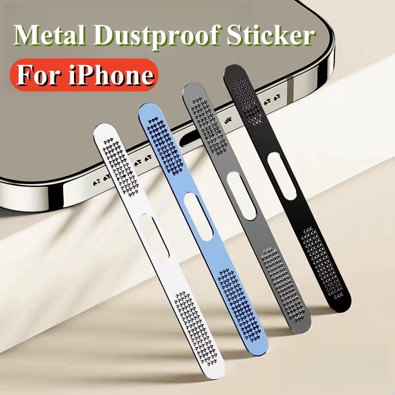 2 Pcs Phone Dust Proof Sticker For iPhone 15 14 13 12 Pro Max Metal ...