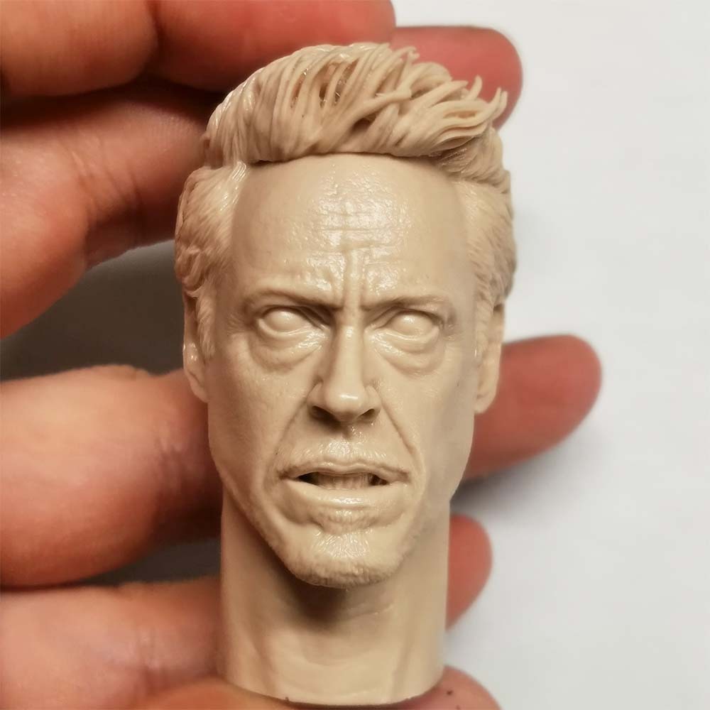 Unpainted 1/6 Scale Iron Man Tony Stark Robert Downey Jr. Head Sculpt ...
