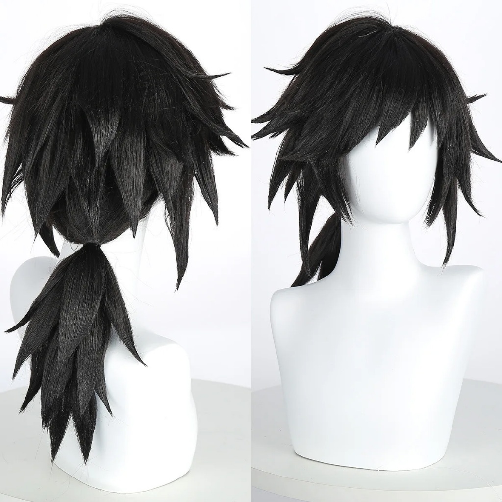 Giyuu Tomioka Wig Anime Demon Slayer Cosplay Black Wig for Men Black ...