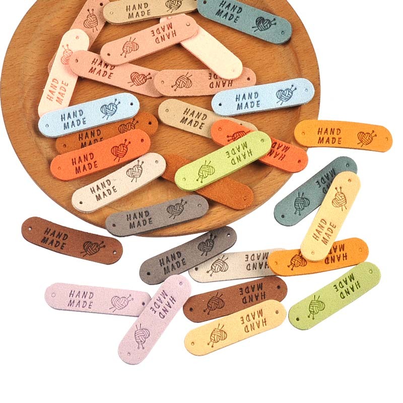 20Pcs 45x12mm Classic Mxied Color Leather Embossed Labels Sew On ...