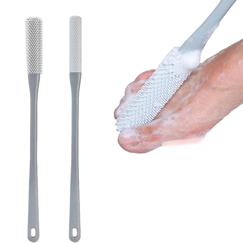 Toe Nail Brush Foot Brush For Shower With Long Handle Silicone Bristles ...