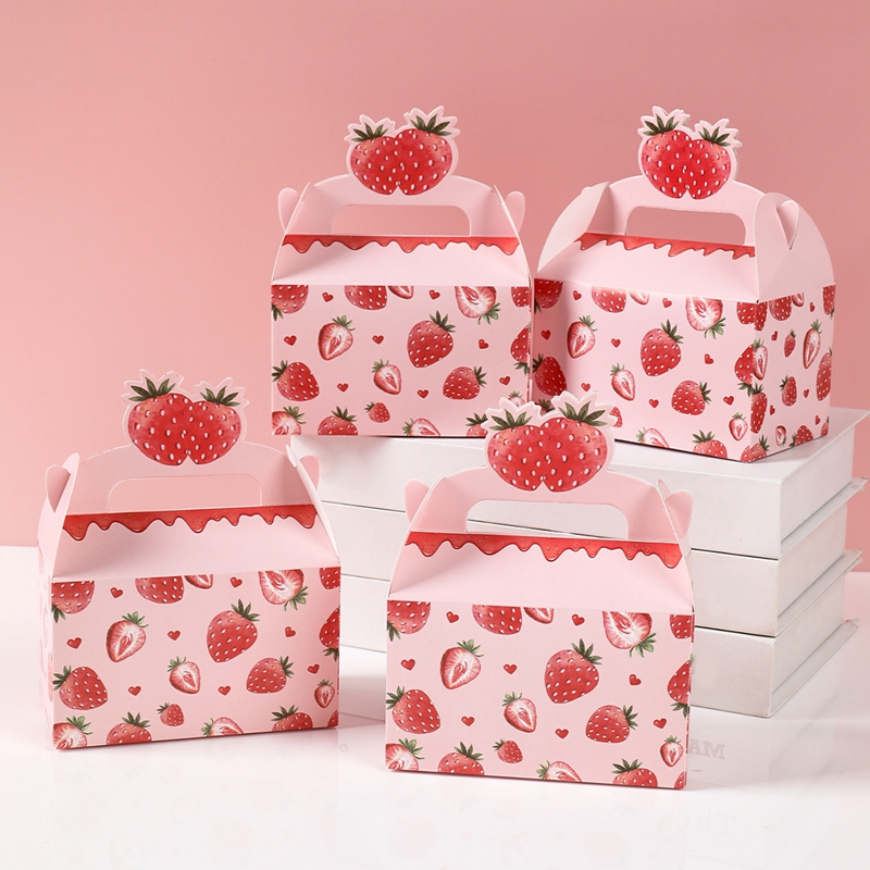 4pcs/set Sweet Strawberry Candy Box Paper Strawberry Boxes Handbox Gift ...