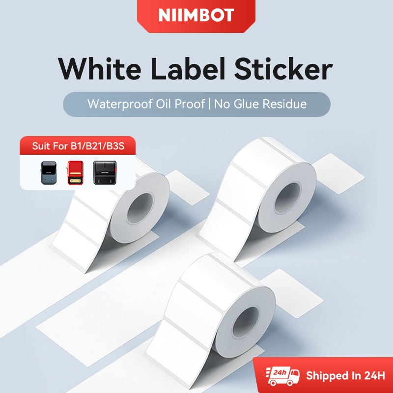Niimbot B1/B21/B21_Pro/B3S/B31 White Label Sticker Waterproof Oil Proof No Glue Residue Thermal ...