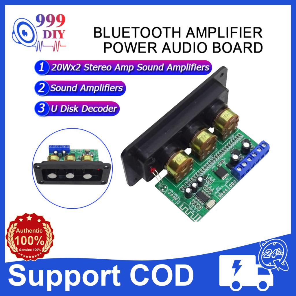 999DIY mini amp Bluetooth5.0 stereo 2×20W adjustable high and low bass ...