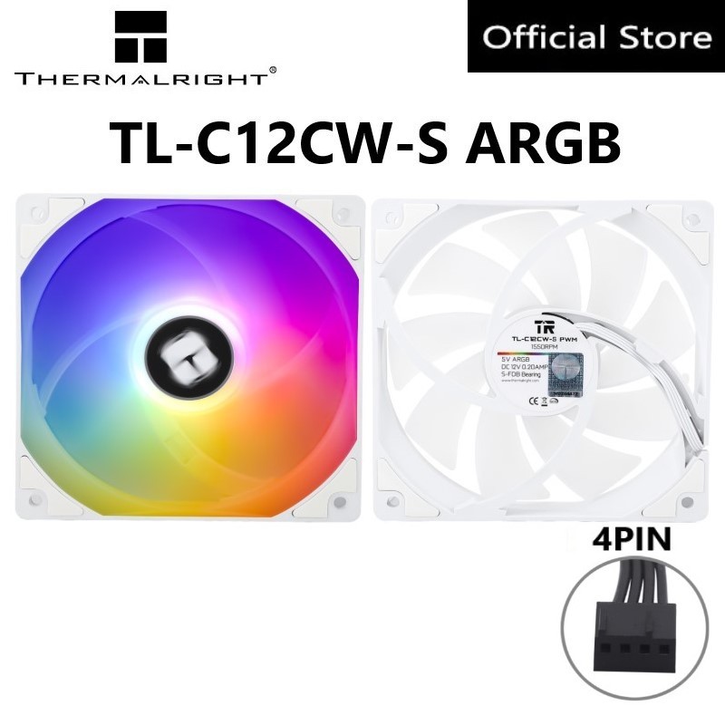 Thermalright TL-C12CW-S White ARGB Chassis Fan CPU Fan 120mm Case Fan ...