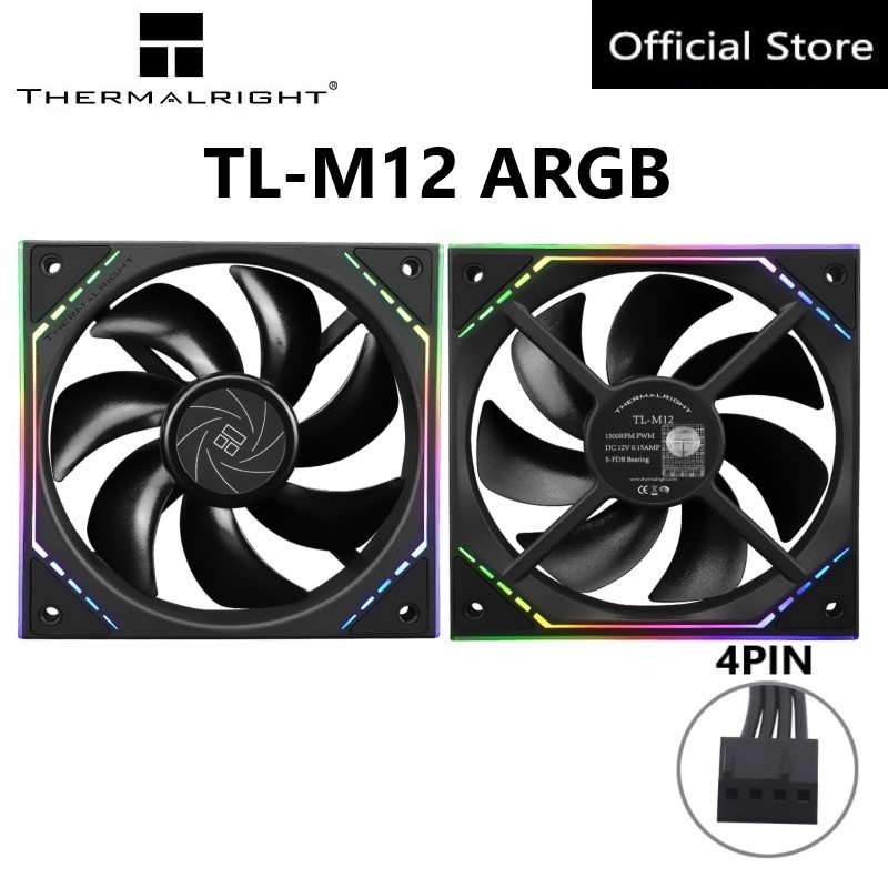 Thermalright TL-M12 ARGB Case Fan 120mm CPU Cooler Fan 1500RPM Speed ...