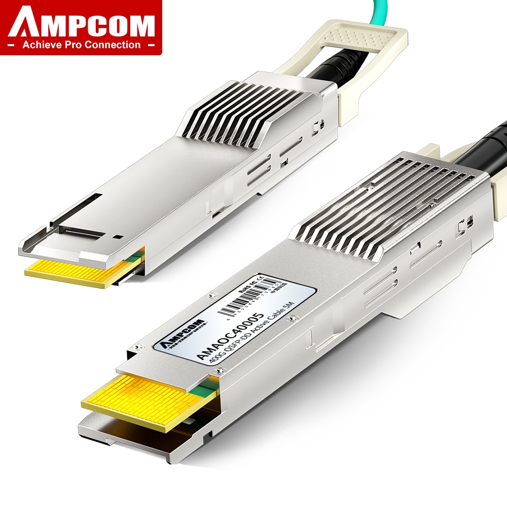 AMPCOM 400G QSFP-DD Active Opitical Cable (AOC) LSZH, Compatible for ...