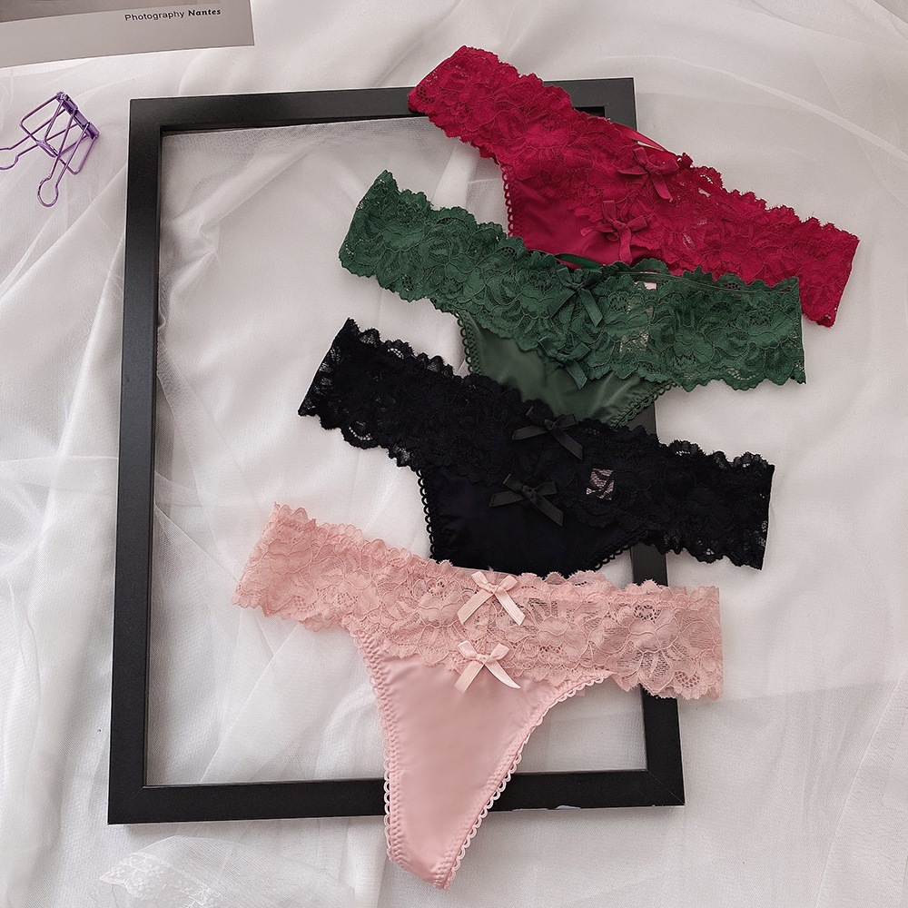 Sexy Women Lace Thong Seamless T-Back Transparent Knickers Lingerie ...