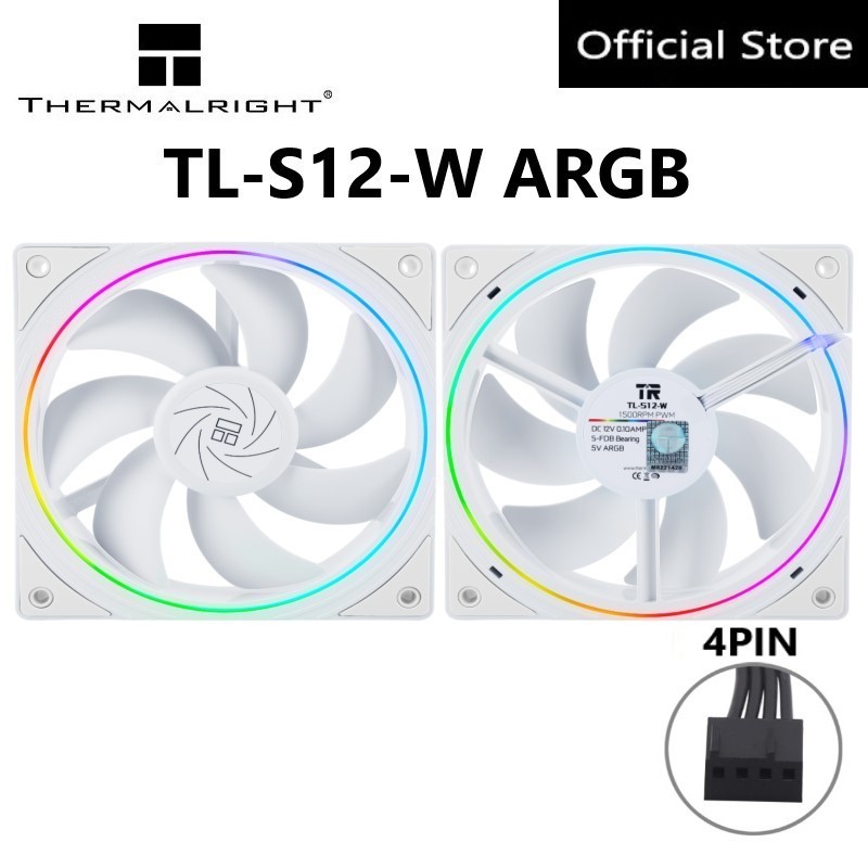 Thermalright TL-S12W ARGB Case Fan CPU Fan 120mm Cooler Fan PC PWM Silent Computer Fan with ...