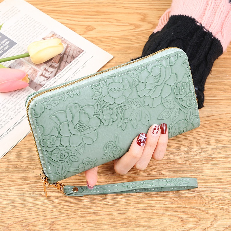 【Clearance!】 long stamp wallet for woman with double zipper leather ...