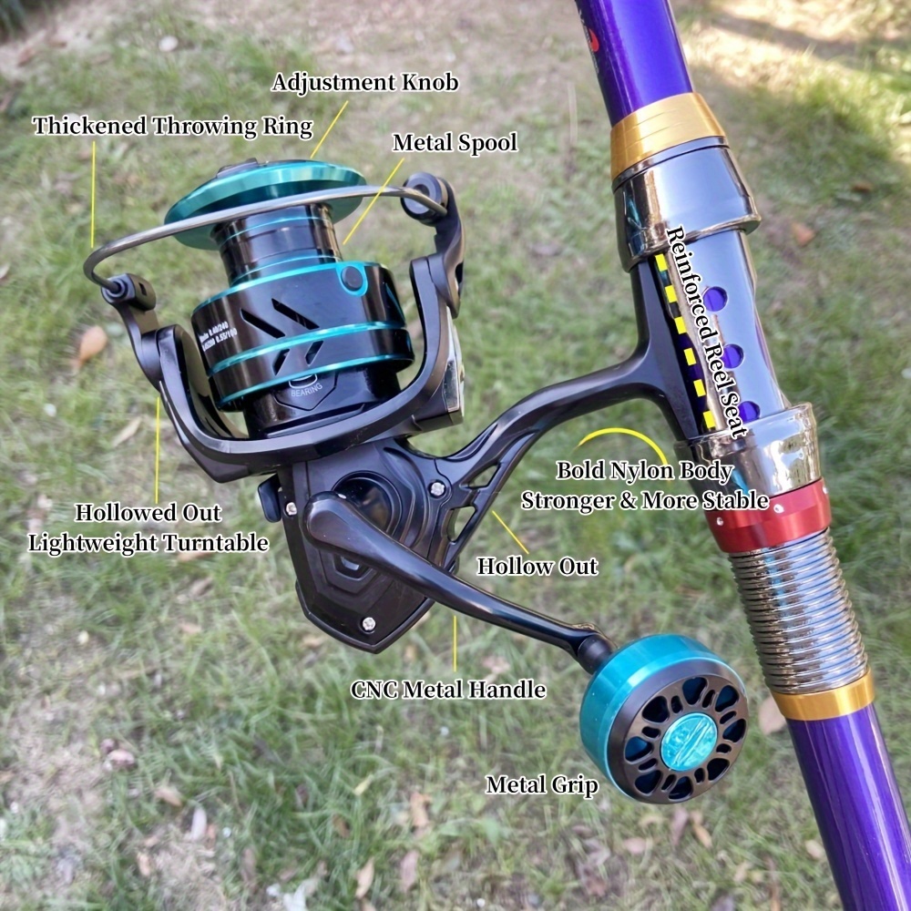 1pc High Capacity Spinning Fishing Reel with All-Metal Spherical Grip ...