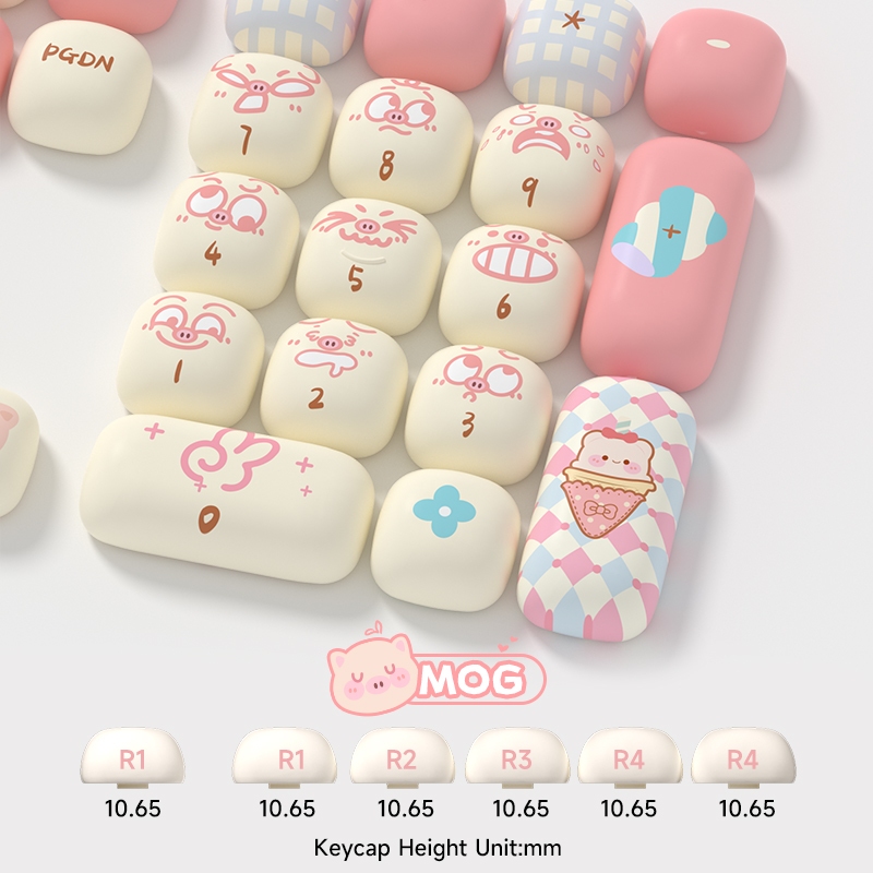 Akko Piggy Party Keycap Set (139-key), new mushroom-style design MOG ...