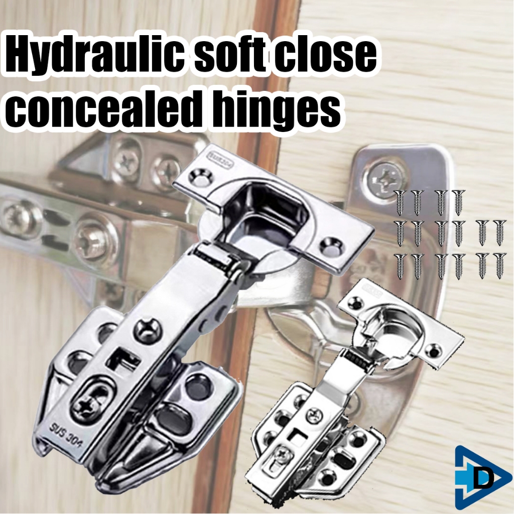 2 Pcs Hydraulic Soft Close Concealed Hinges Regular Soft Close ...